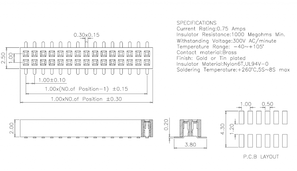 1.0mm SMT(surface mount) Female Header Connectors | Smolex