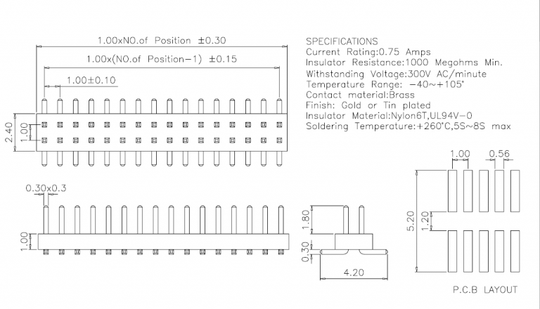 1.0mm SMT SMD Pin Header Connectors | Smolex
