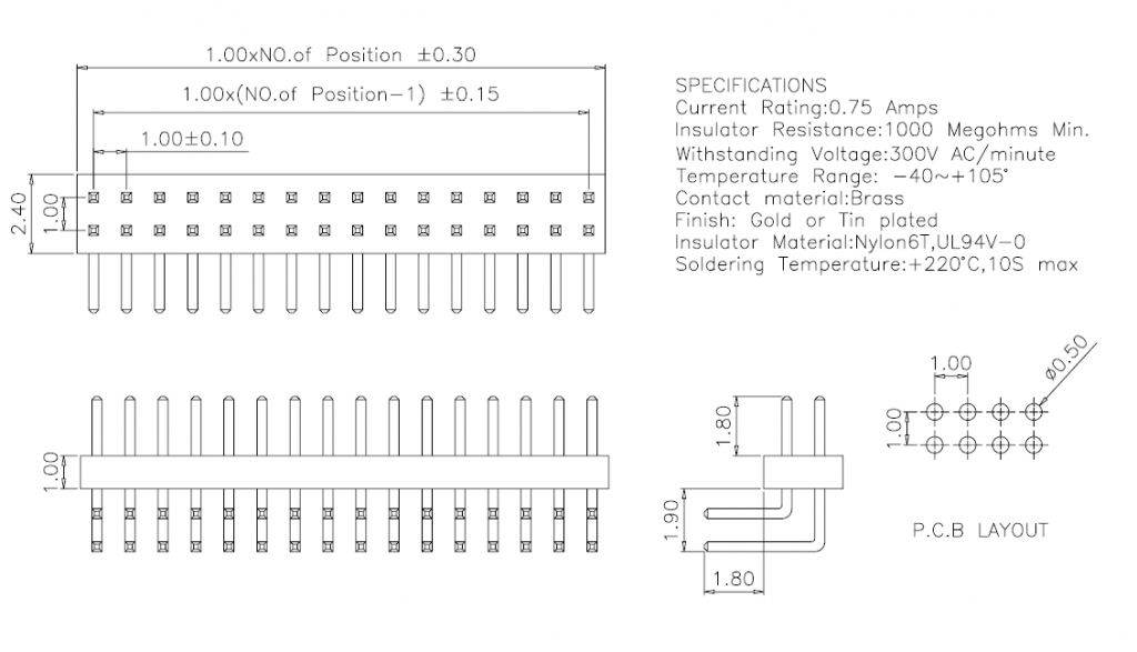 1.0mm Right Angle Pin Header Connectors | Smolex