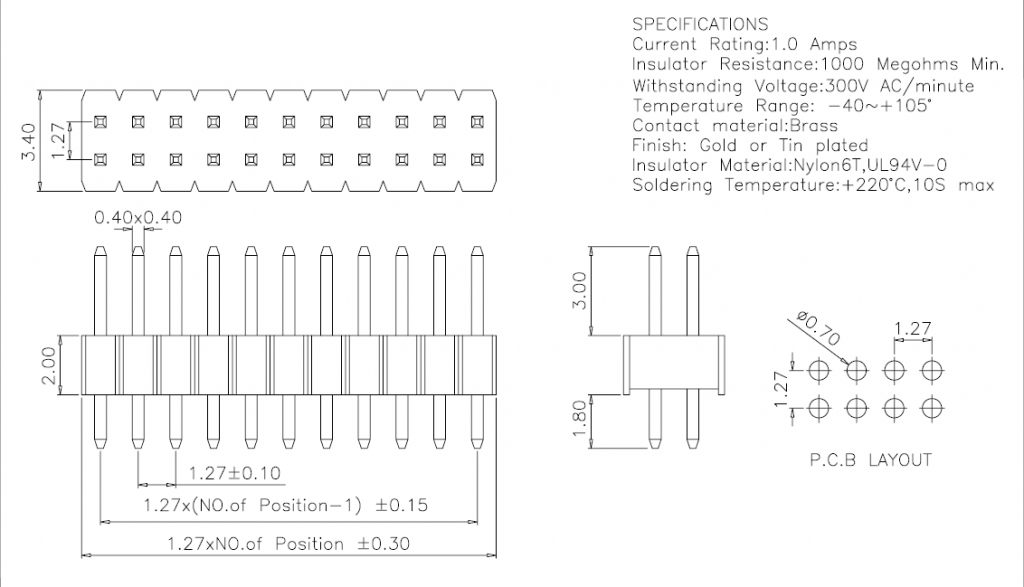 1.27mm Right angle Pin Header Connectors | Smolex