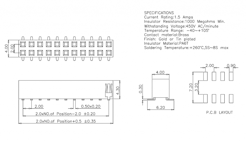 2.0mm SMT SMD Female Header Connectors | Smolex