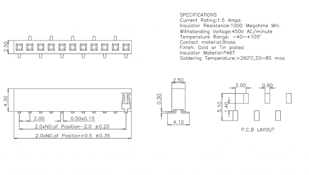 2.0mm SMT SMD Female Header Connectors | Smolex