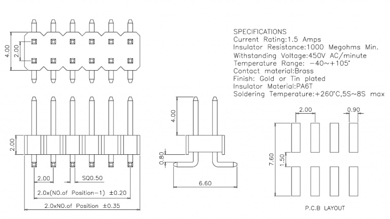 2.0mm SMT SMD Pin Header | Smolex