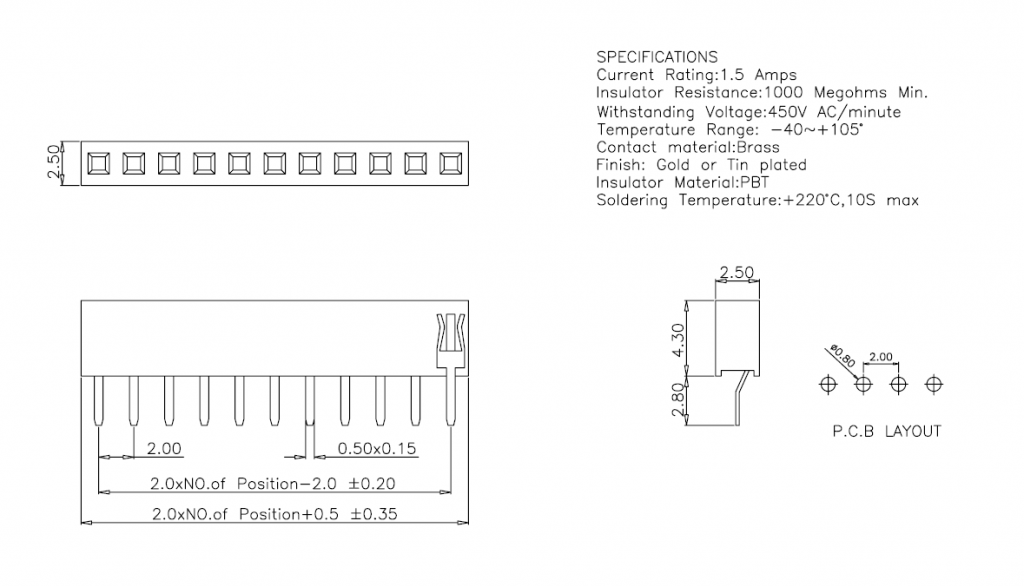 2.0mm Straight Female Header Socket Connectors | Smolex