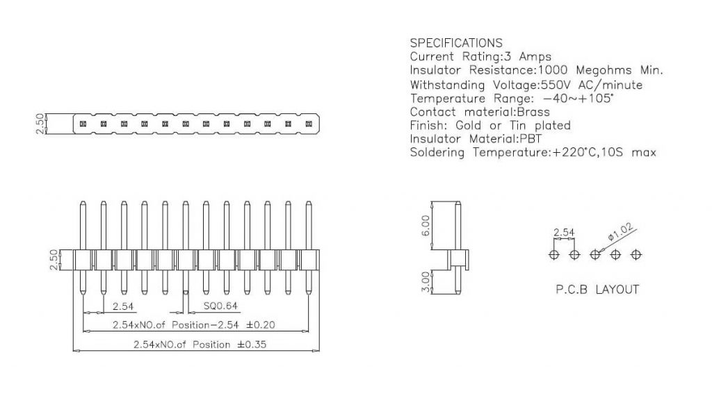 2.54mm Through hole Pin Header Connectors | Smolex